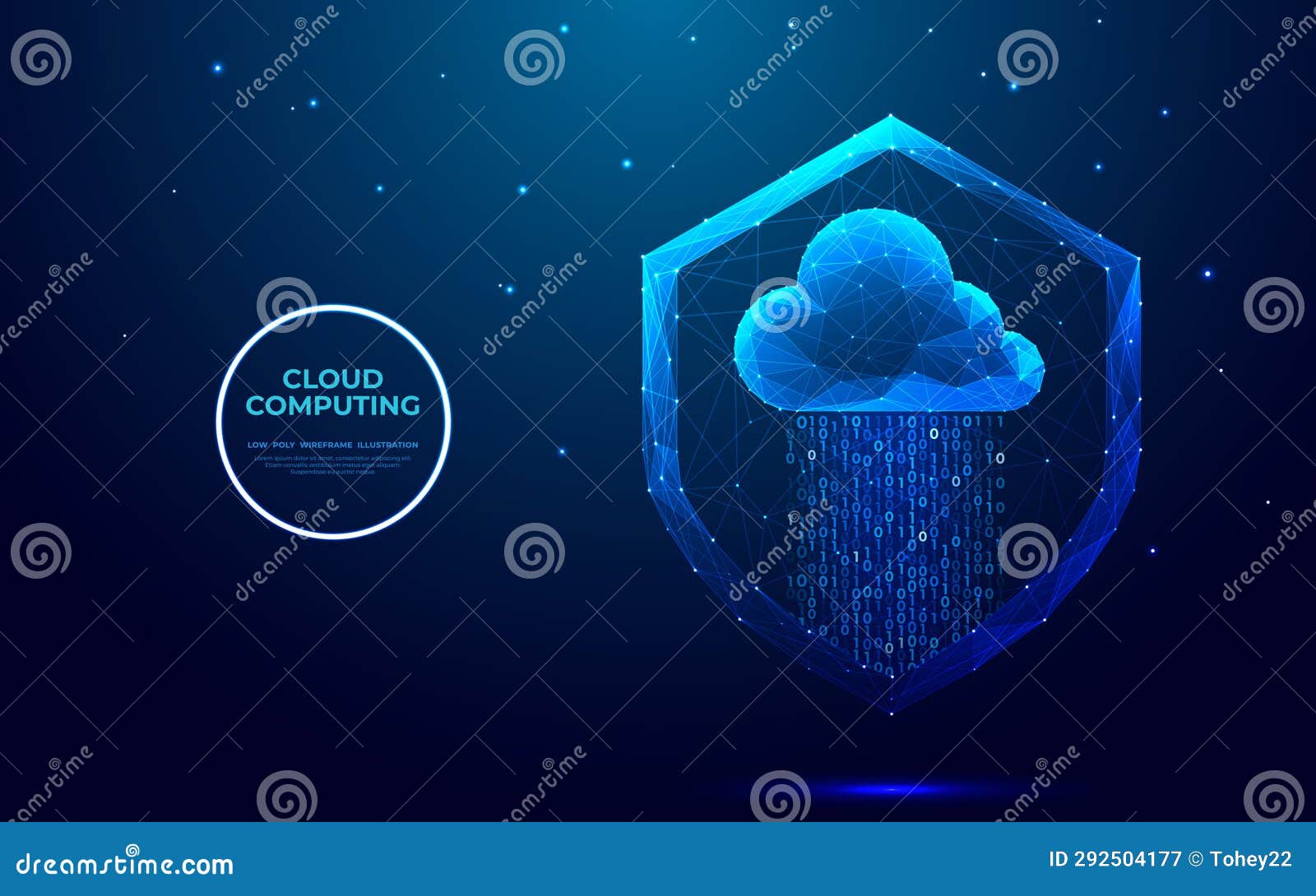 Security Shield and Glowing Blue Cloud with Binary Code Stock Vector - Illustration of internet ...