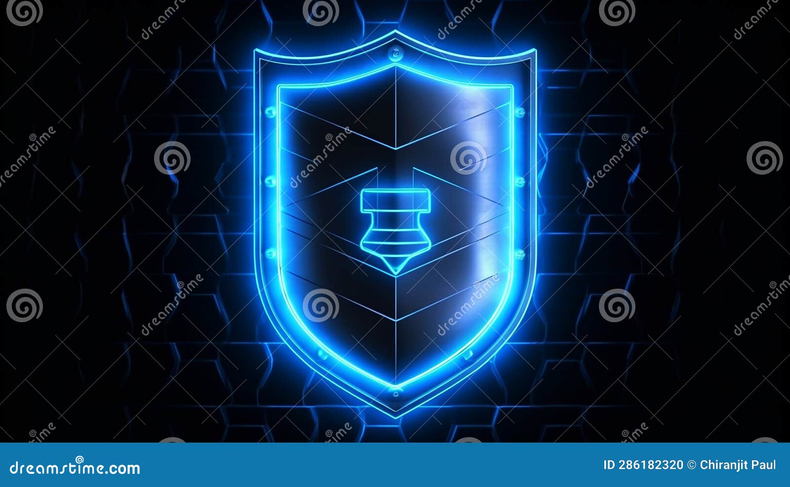 Security Shield Glows Blue Symbolizes Safety and Encryption Stock Photo ...