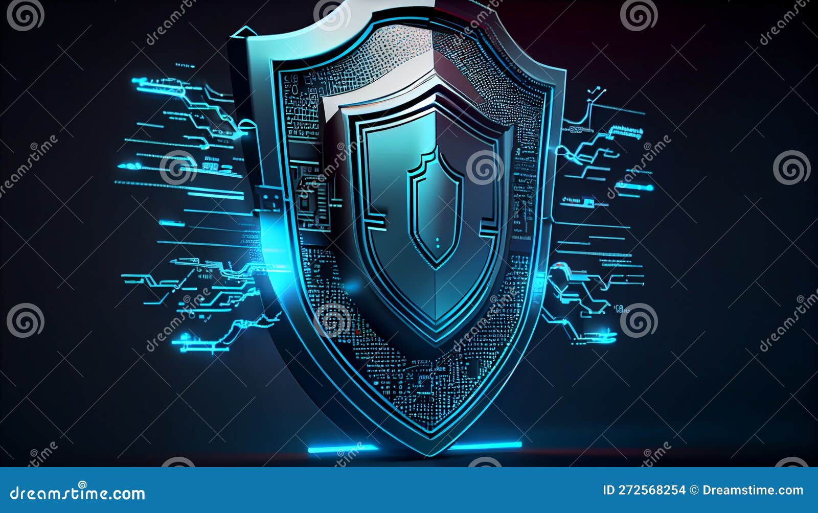 Security Shield Glows Blue, Symbolizes Safety and Encryption ...