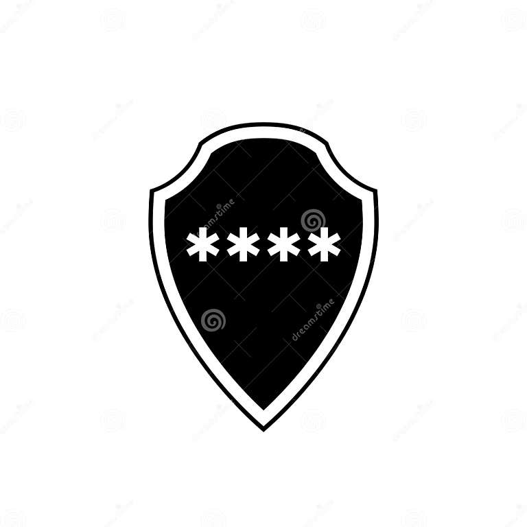 Security Shield Icon. Shield with Password Symbol Isolated on White ...