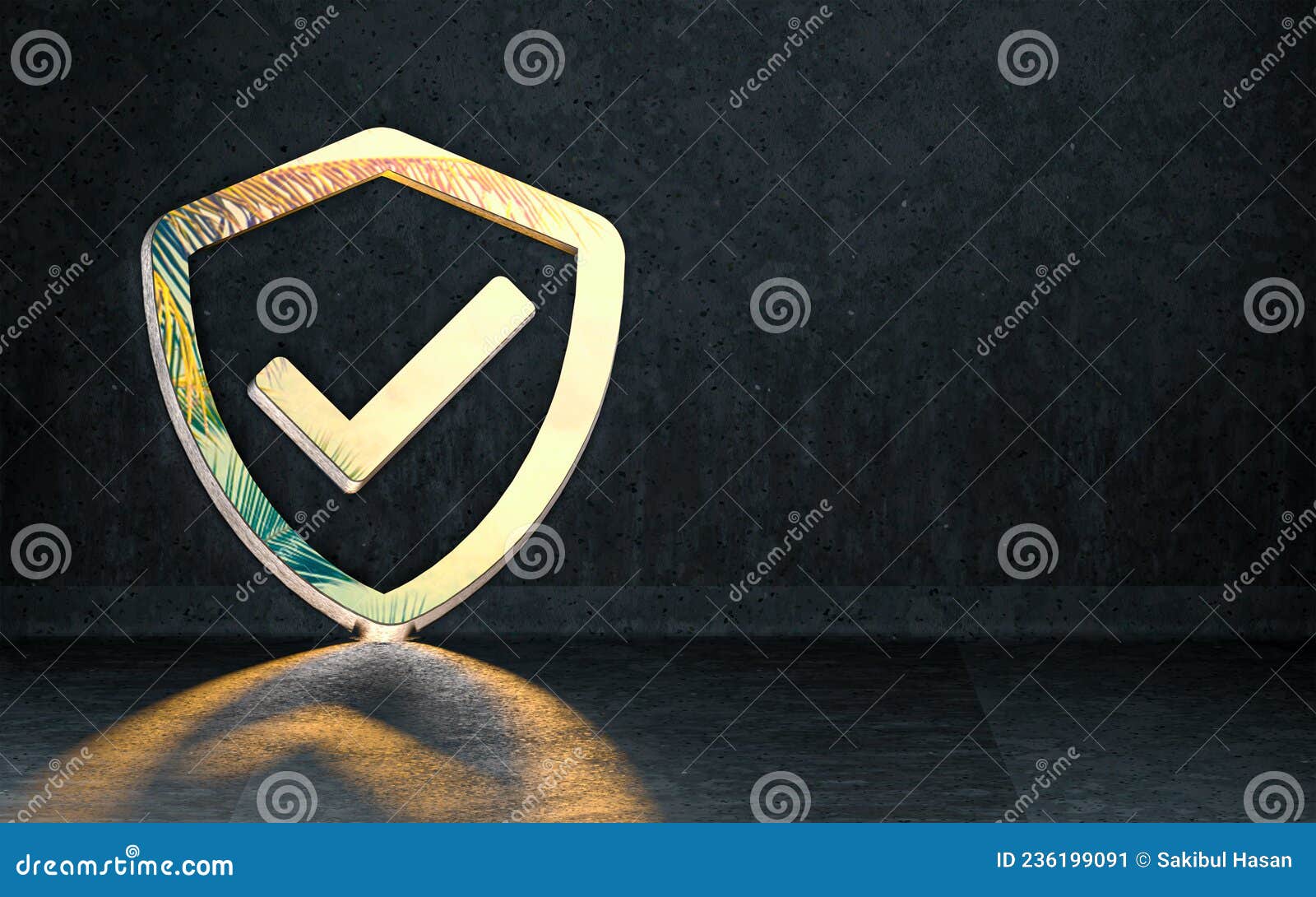 Security Shield Icon Showing Inside of Interior with Sunray Shiny ...