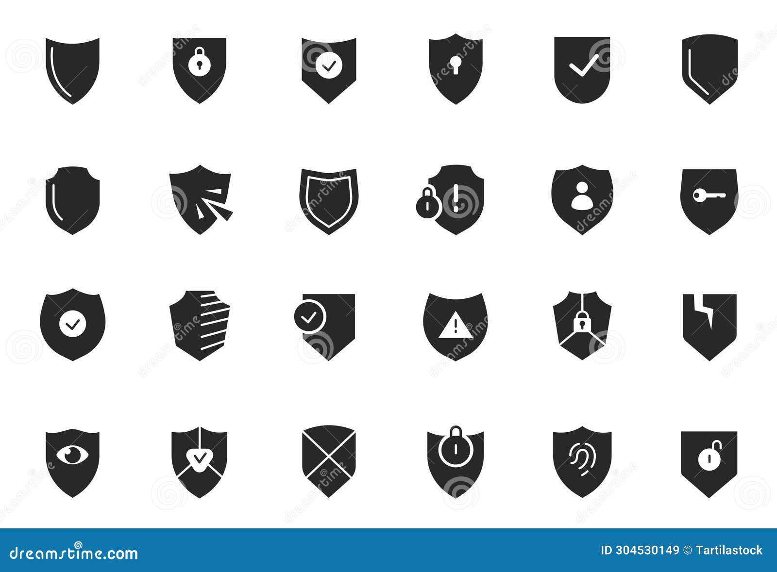 Security Shield Icons. Insurance and Protection System Web Icons for ...