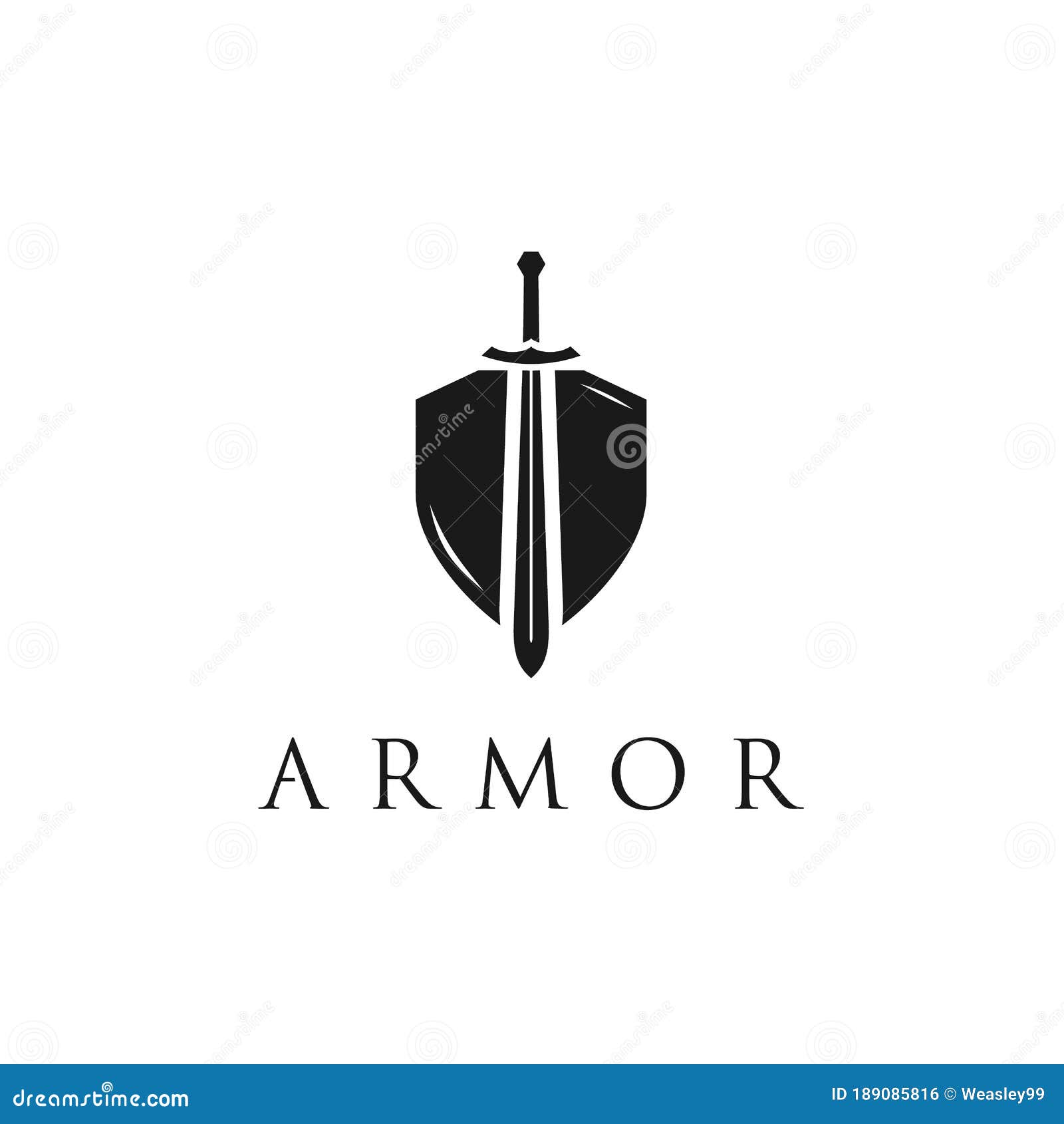 Security Shield with Knight Sword Logo Design Stock Vector ...