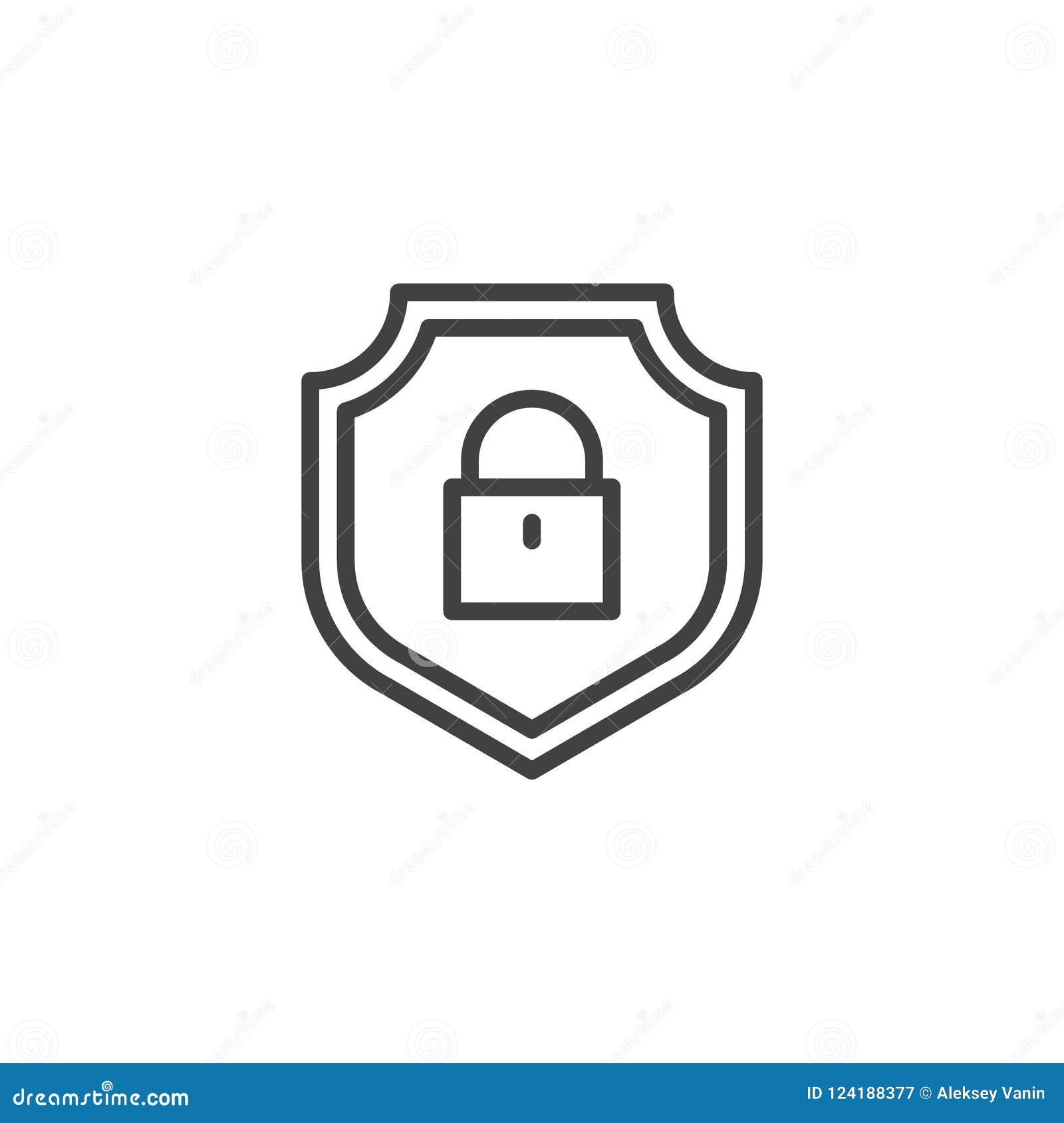 Security Shield with Lock Outline Icon Stock Vector - Illustration of ...