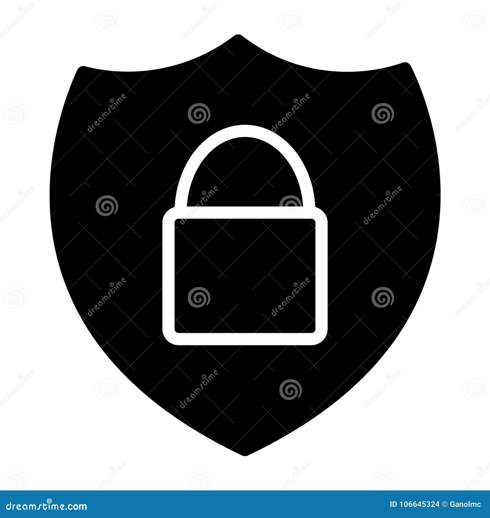 Security Shield with Lock Pixel Perfect Vector Silhouette Icon 48x48 ...