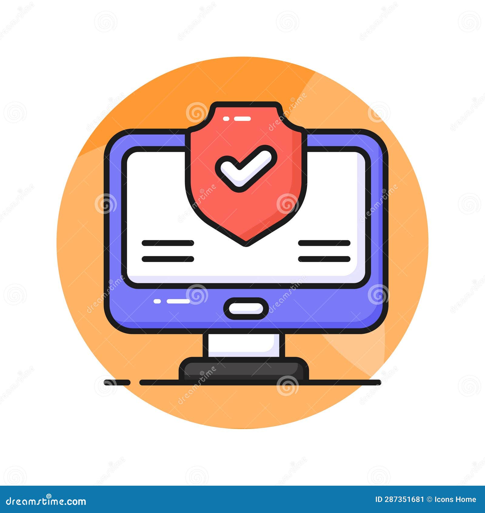 Security Shield with Monitor Showing Concept Icon of Computer ...