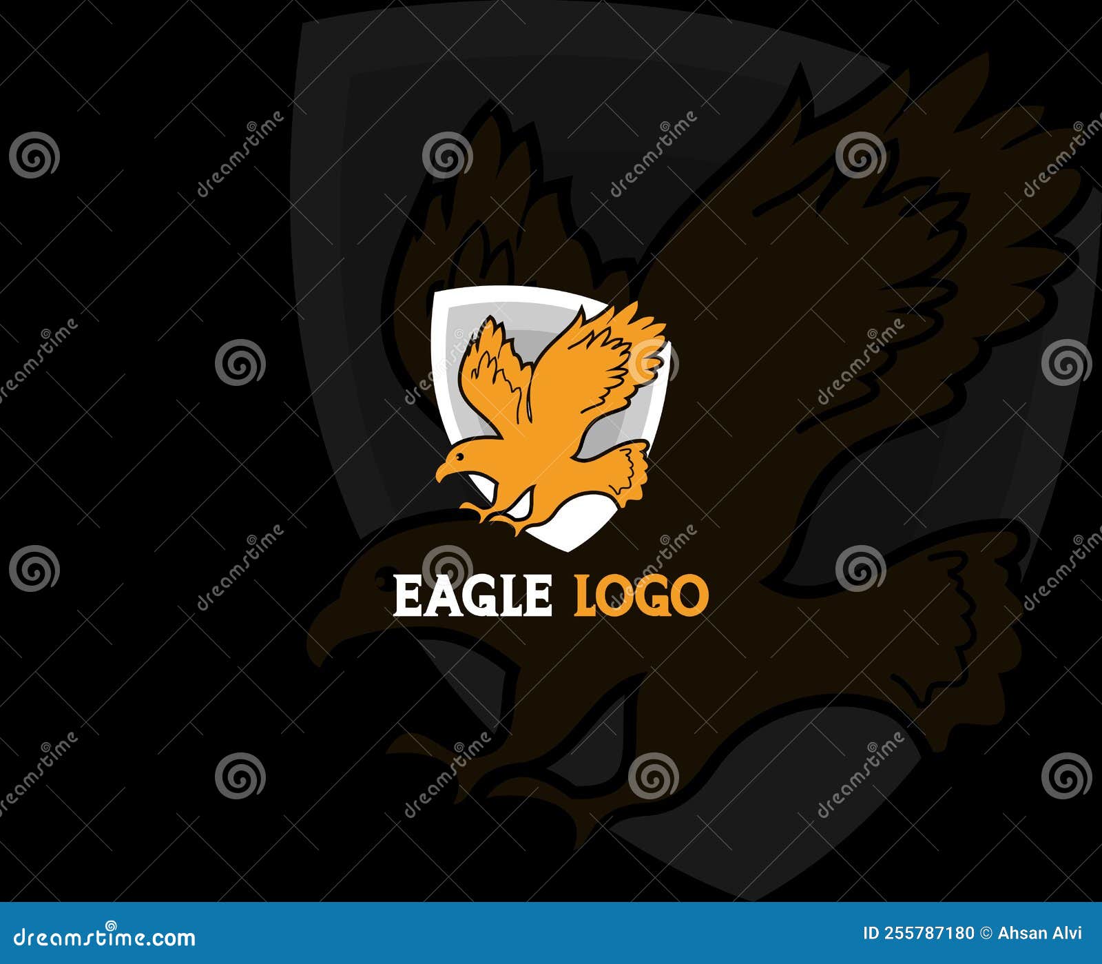 Security Shield Orange Eagle Logo Design Template Vector. Bird Shield ...