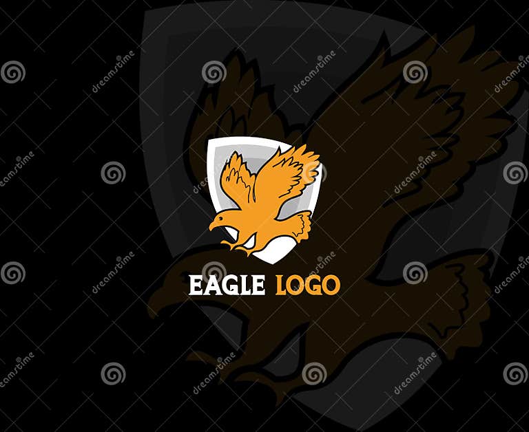 Security Shield Orange Eagle Logo Design Template Vector. Bird Shield ...