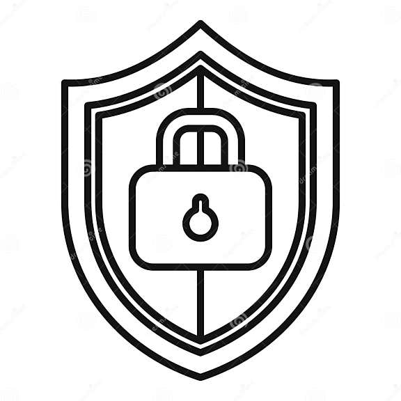 Security Shield with Padlock Icon Stock Illustration - Illustration of ...