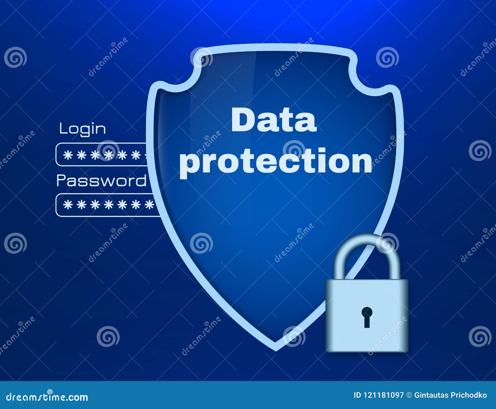 Data Protection Theme with Shield and Lock Stock Vector - Illustration ...