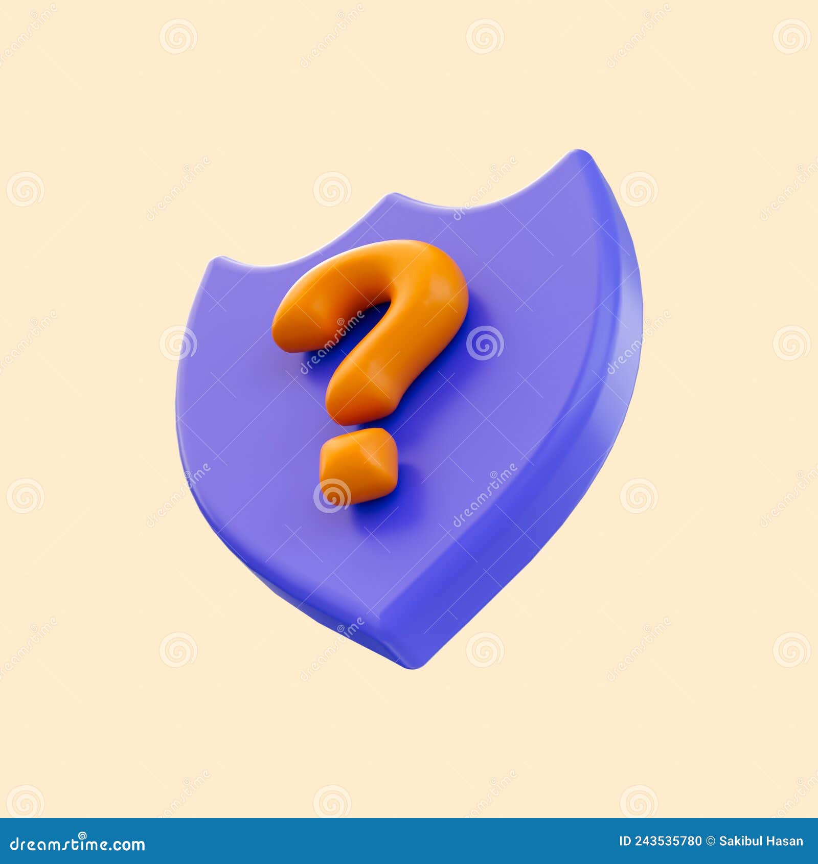 Security Shield Question Mark Icon 3d Render Concept for Confuse Virus ...