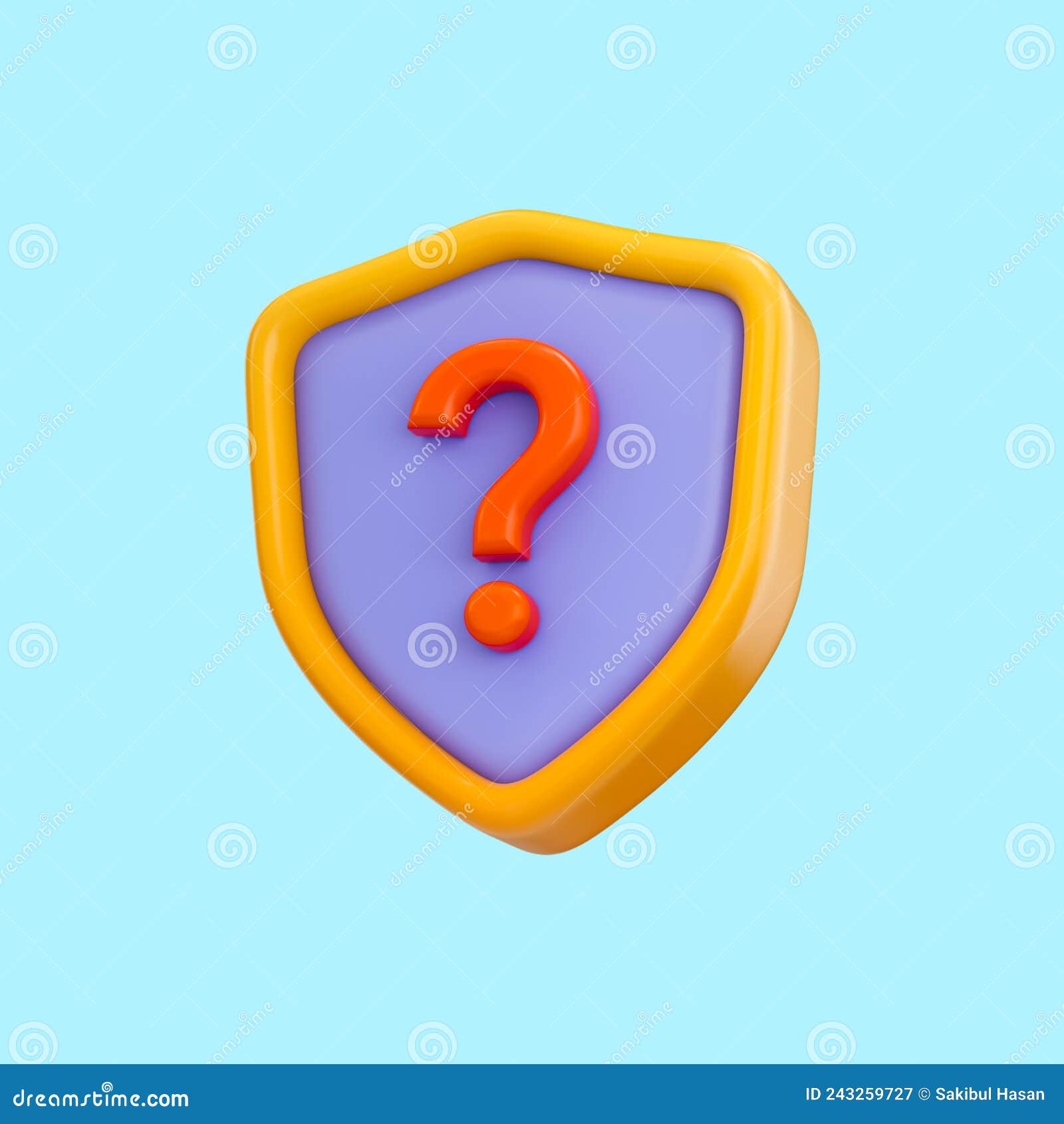 Security Shield Question Mark Icon 3d Render Concept for Online Cyber ...
