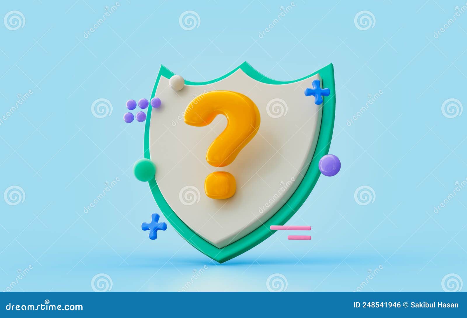 Security Shield Question Mark Sign 3d Illustration Internet Security ...