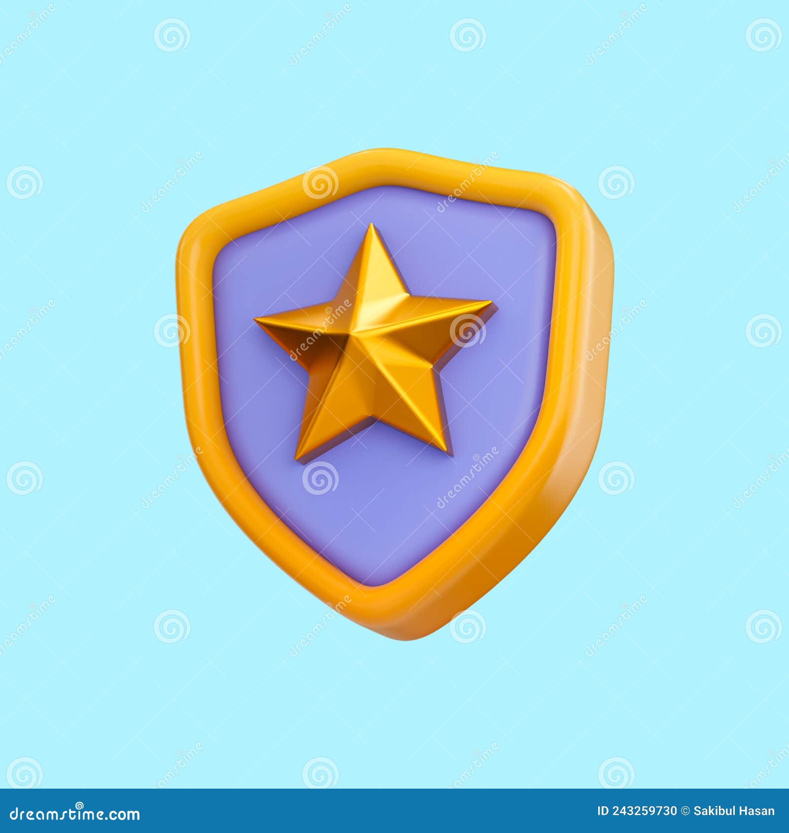 Security Shield Star Icon 3d Render Concept for Protection Badge Stock ...