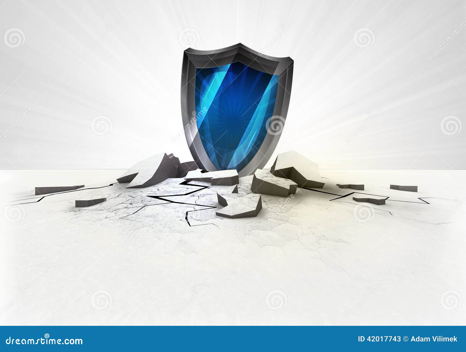 Security Shield Stuck into Ground with Flare Concept Stock Illustration ...