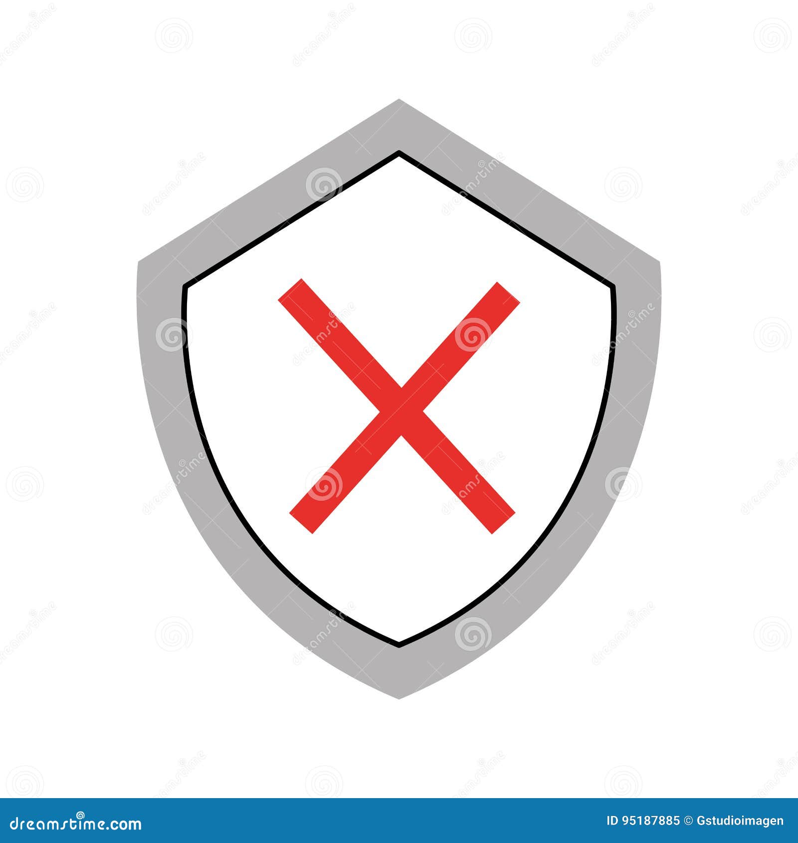 Security Shield with X Symbol Stock Vector - Illustration of pictogram ...
