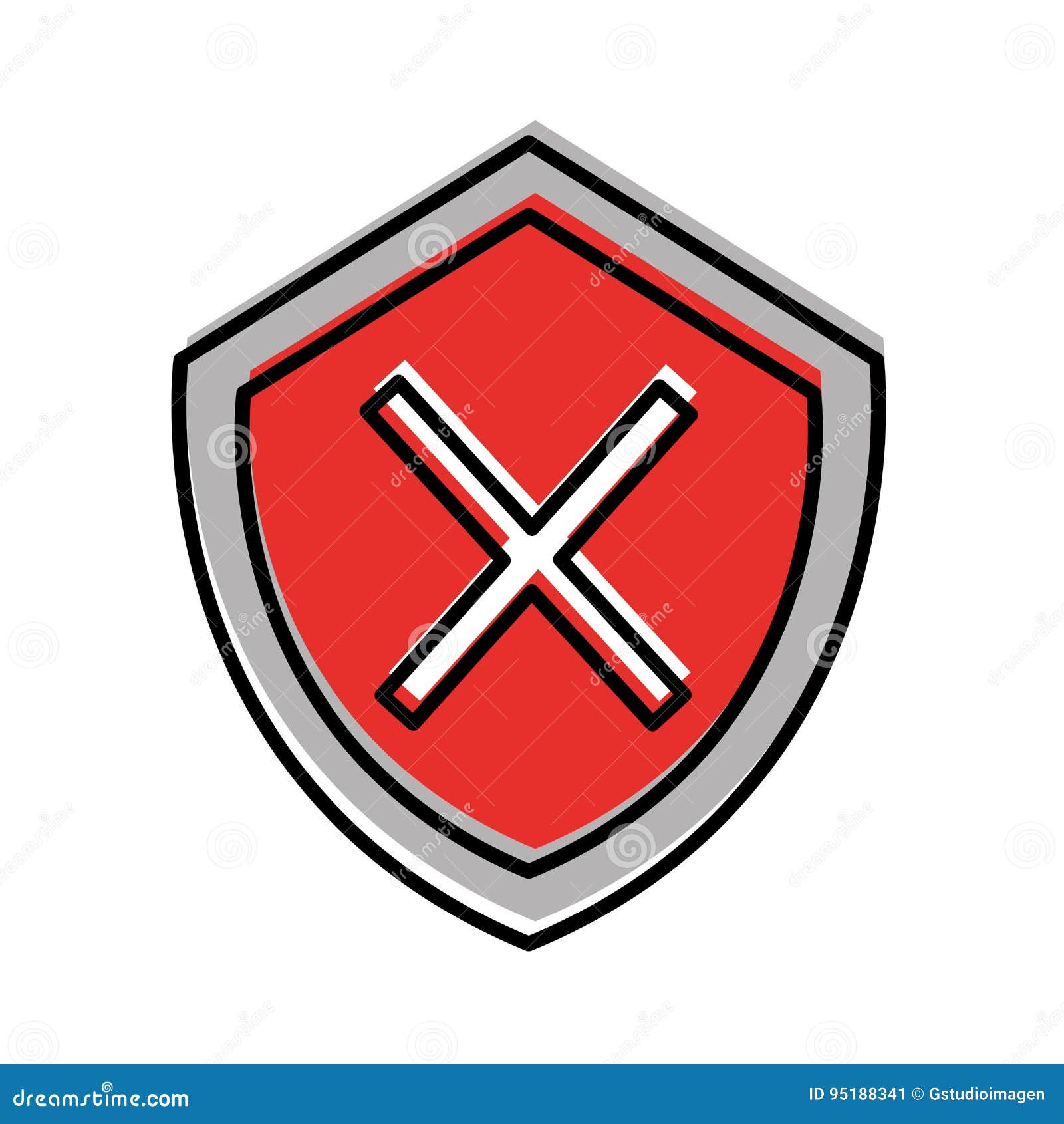 Security Shield with X Symbol Stock Vector - Illustration of insignia ...