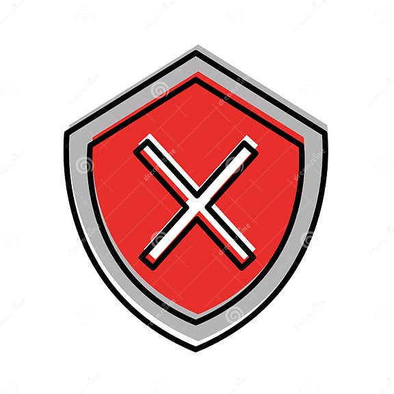 Security Shield with X Symbol Stock Vector - Illustration of insignia ...