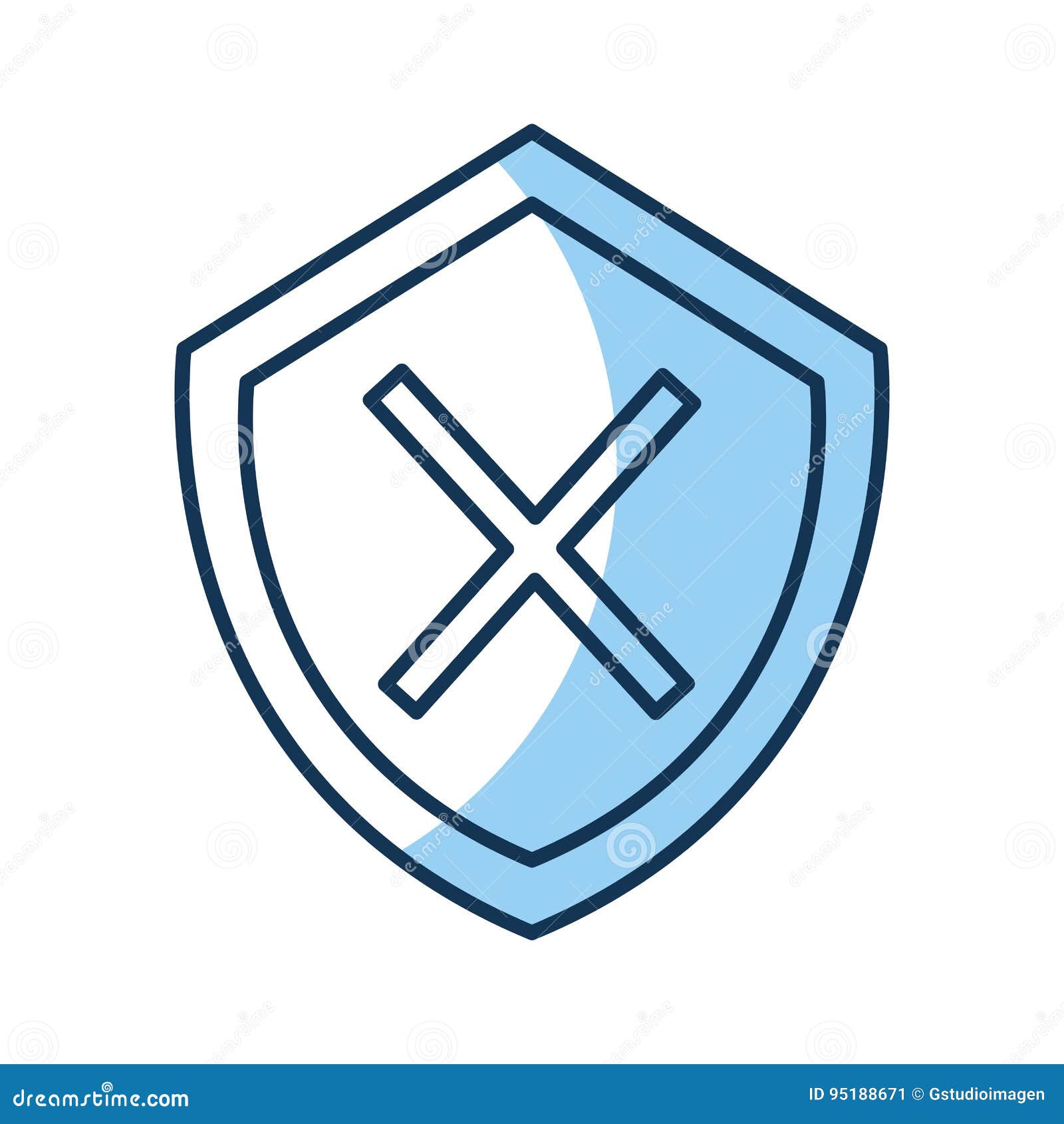 Security Shield with X Symbol Stock Vector - Illustration of encryption ...