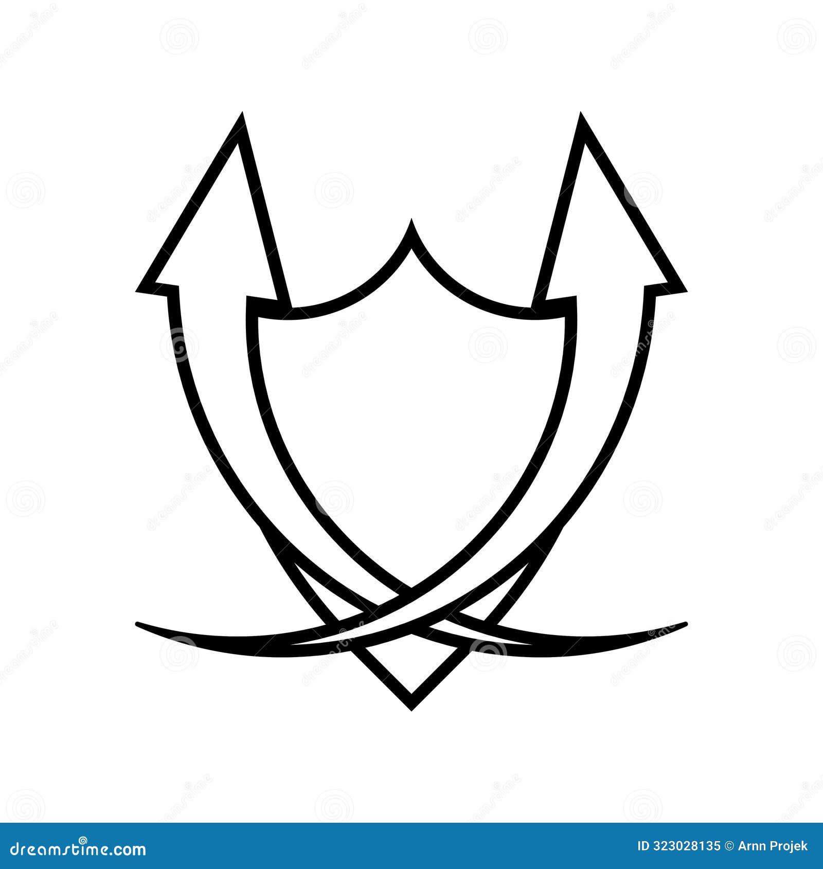 Security Shield with Two Arrows. Logo or Icon. Outline Design Style ...