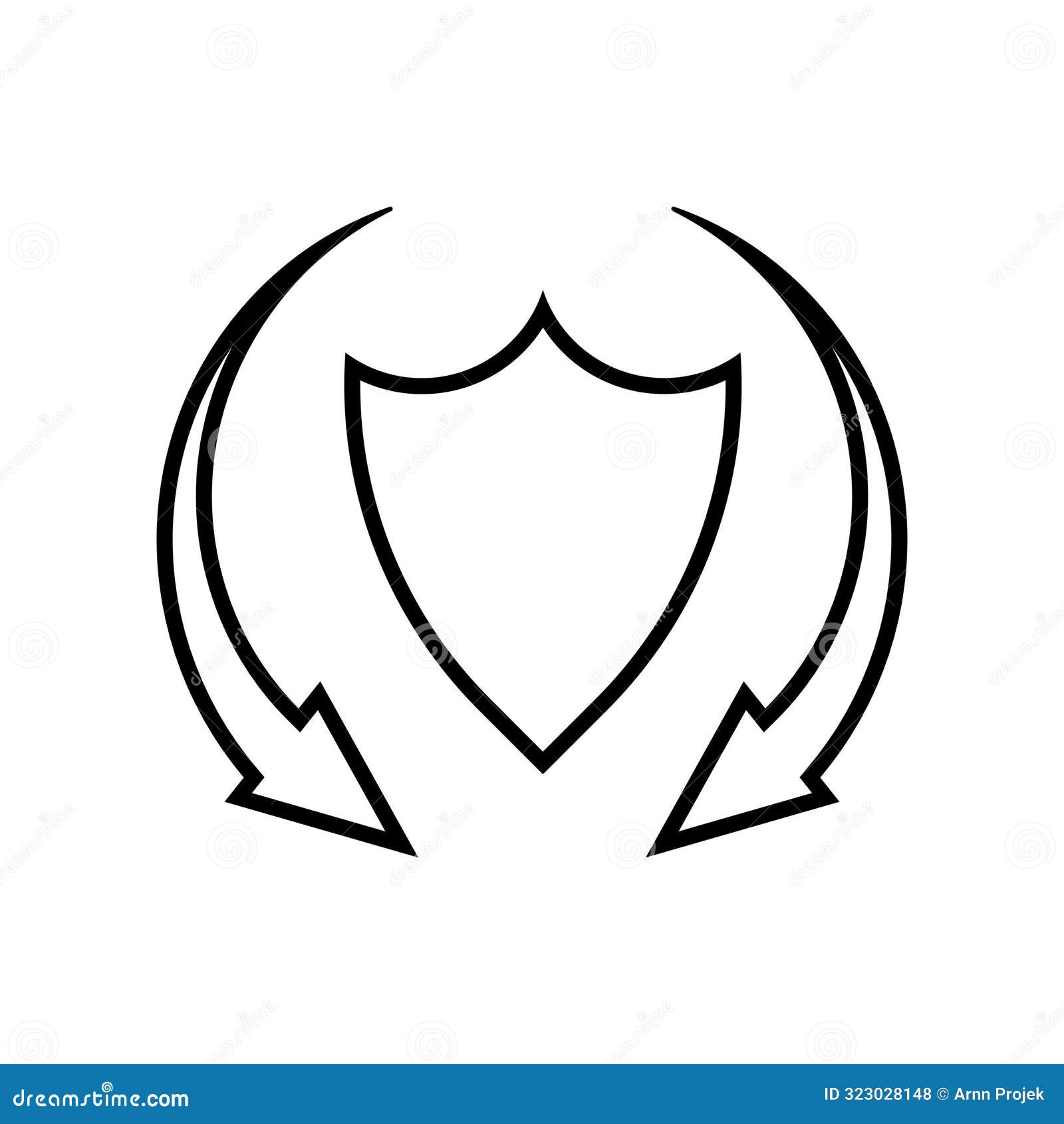 Security Shield with Two Arrows. Logo or Icon. Outline Design Style ...
