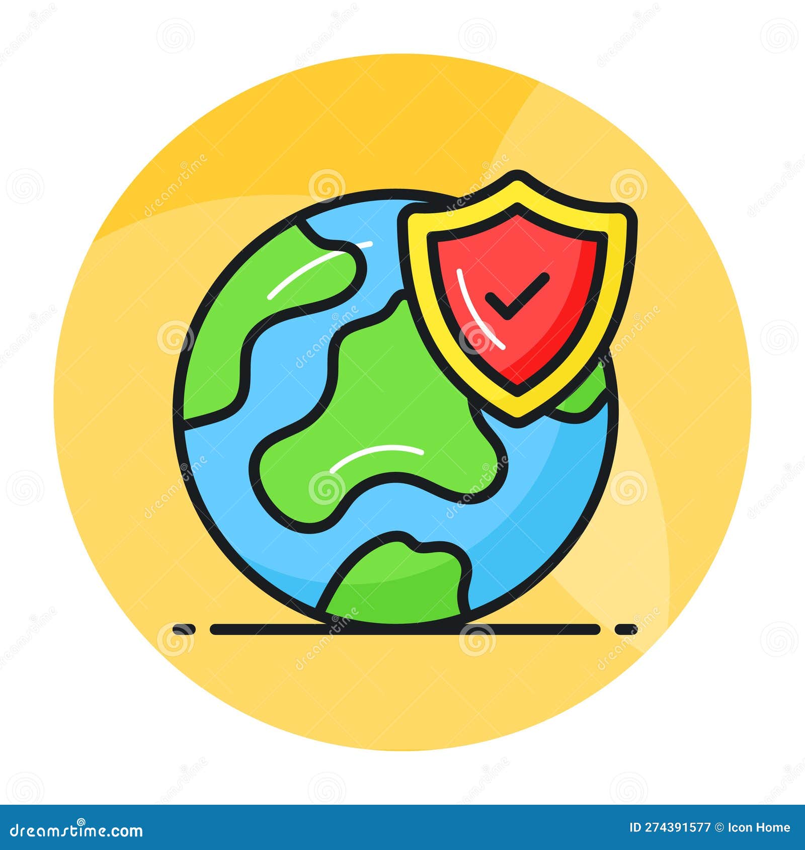 Security Shield with World Globe Denoting Concept Vector of Global ...