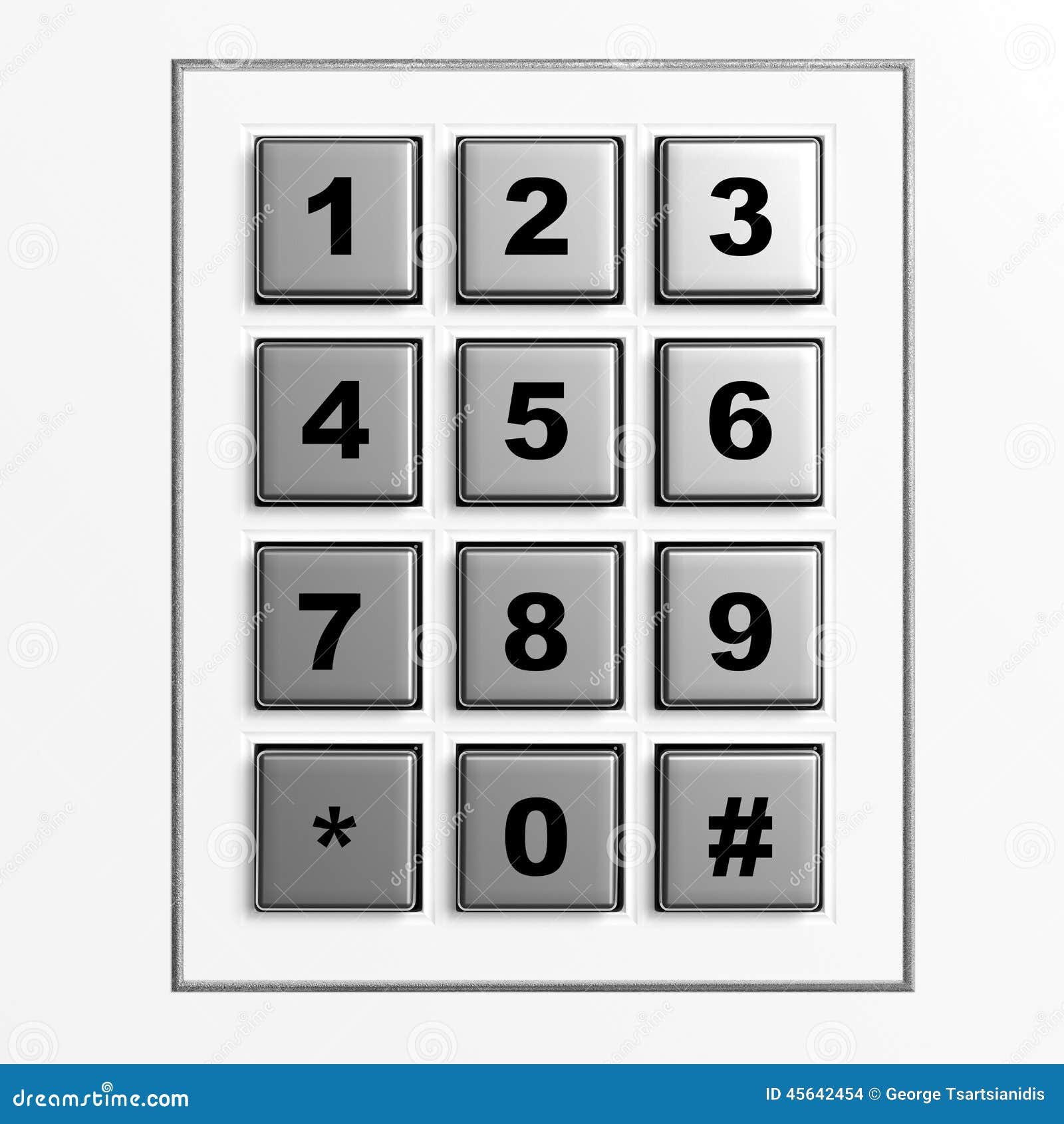 Security Silver Numeric Pad Stock Illustration - Illustration of door ...