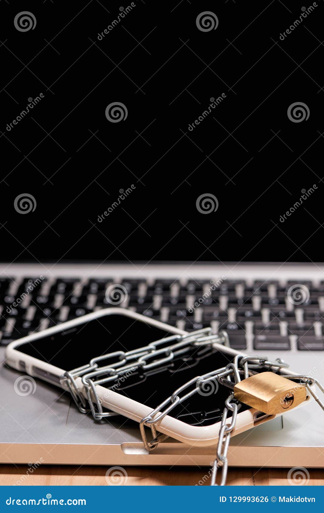 Security of Smartphone, Tied Chain with Lock Stock Photo - Image of ...