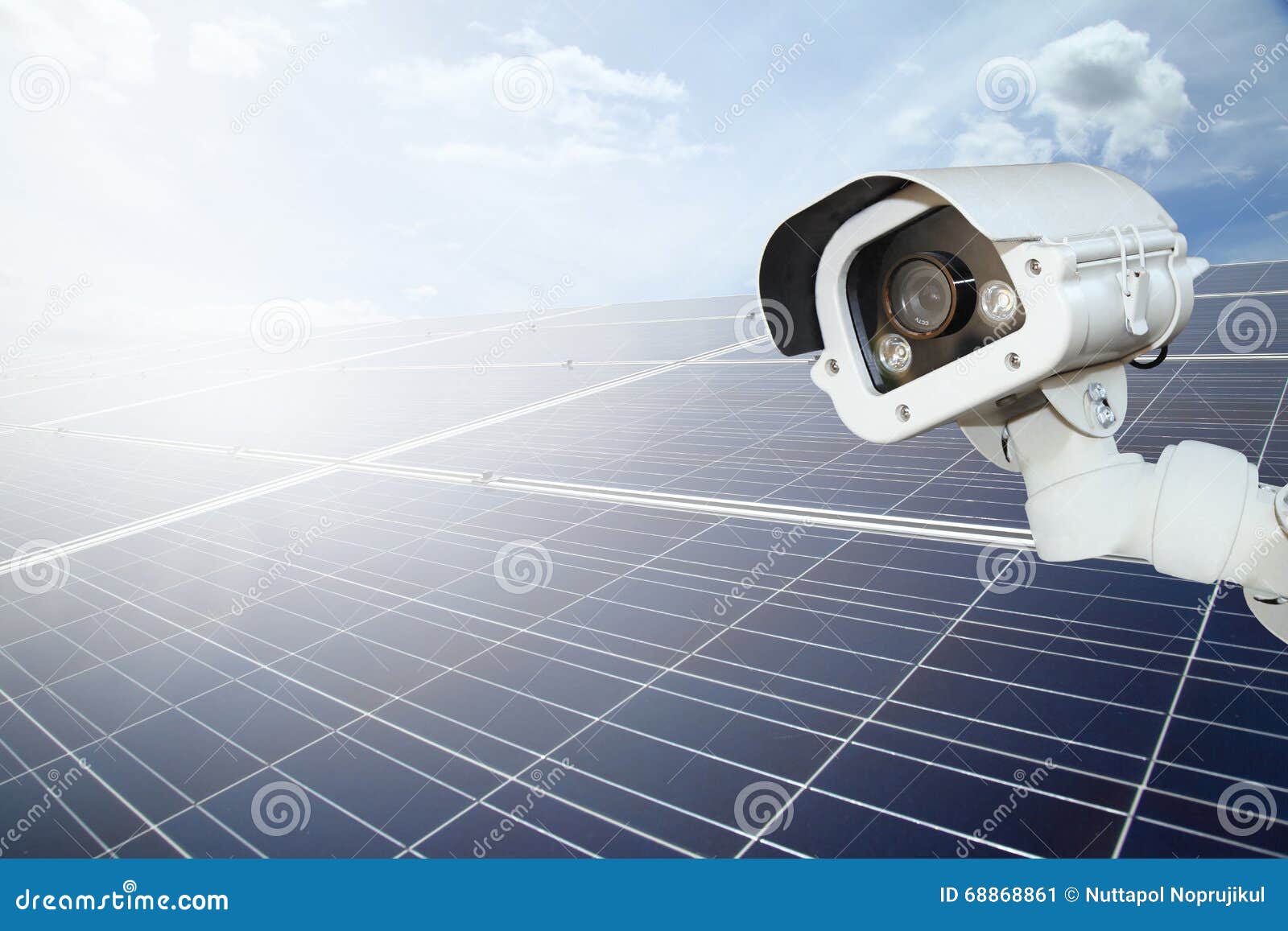 Security of Solar Power Plant.cctv Cameras Secure Solar . Stock Image ...