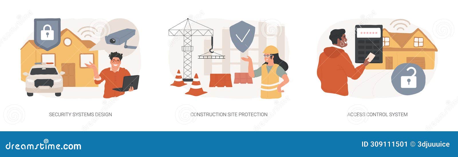 Security Solutions Isolated Concept Vector Illustration Set. Stock ...