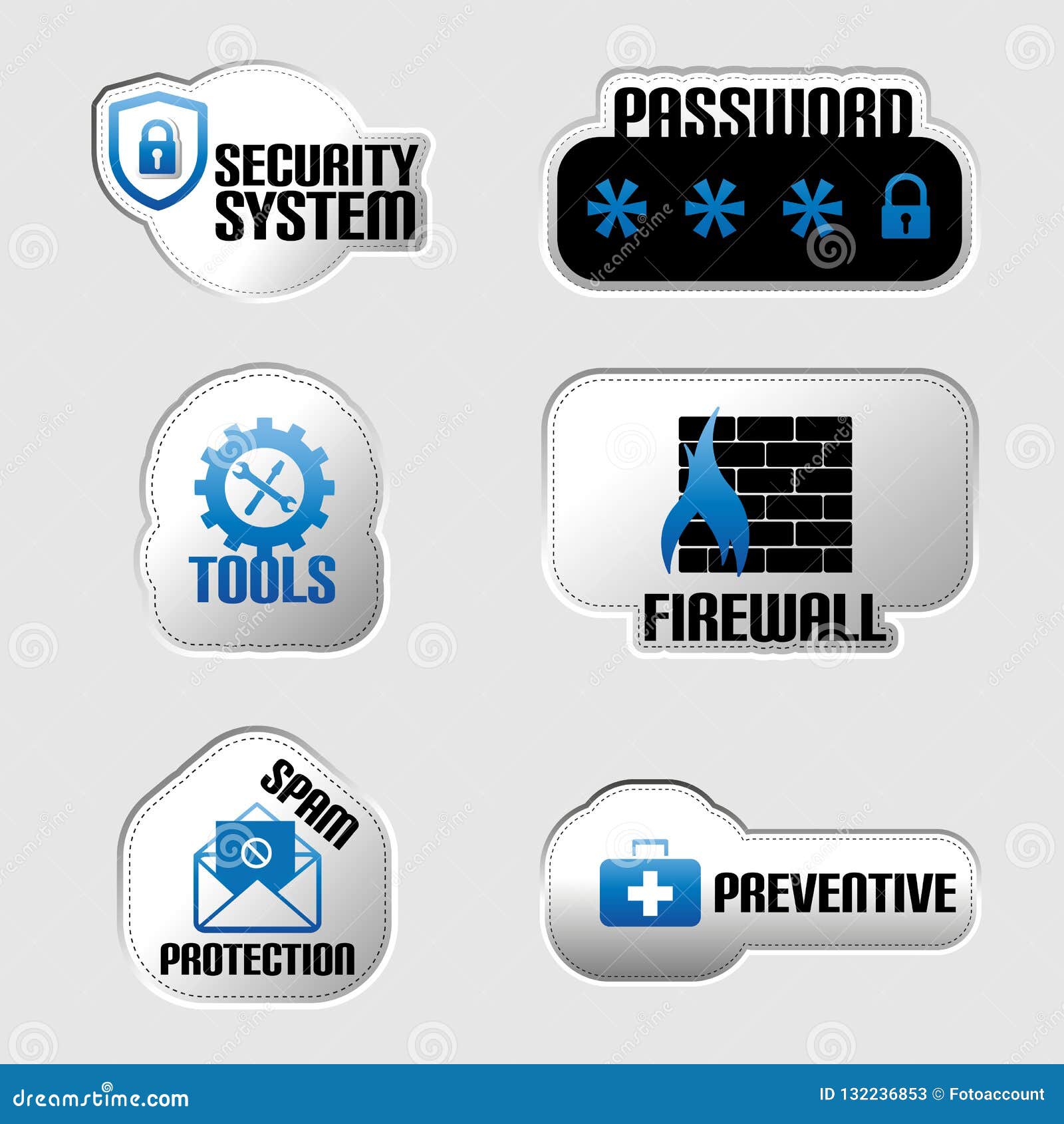 Security Sticker Set - Modern Vector Illustration - Isolated on Gray ...