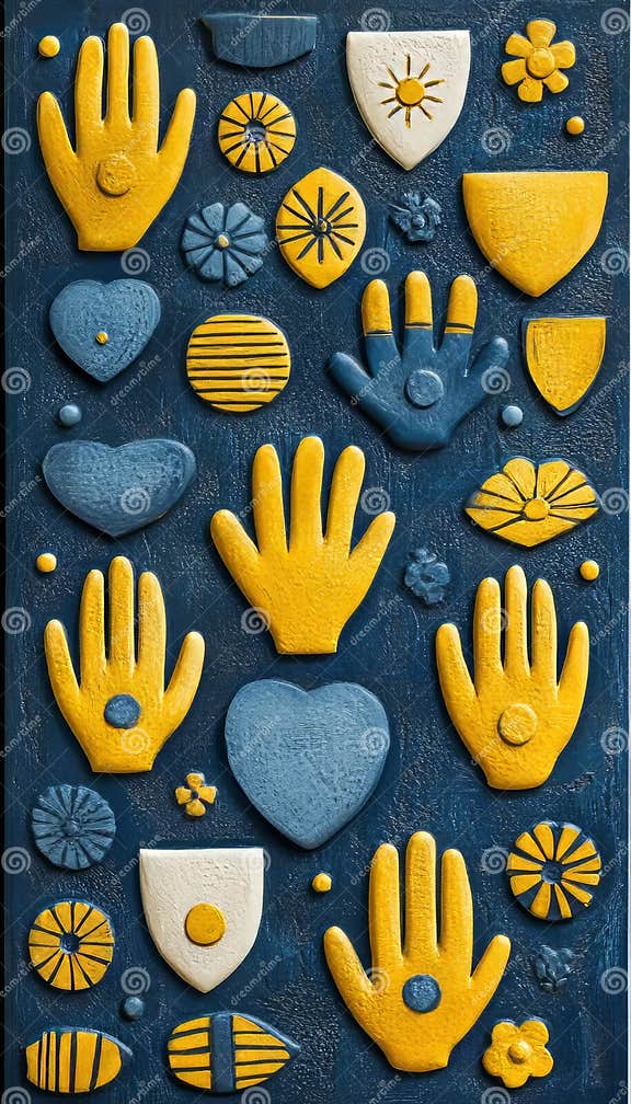 Security and Support Concept, Vivid Pattern of Hands and Shield Icons ...