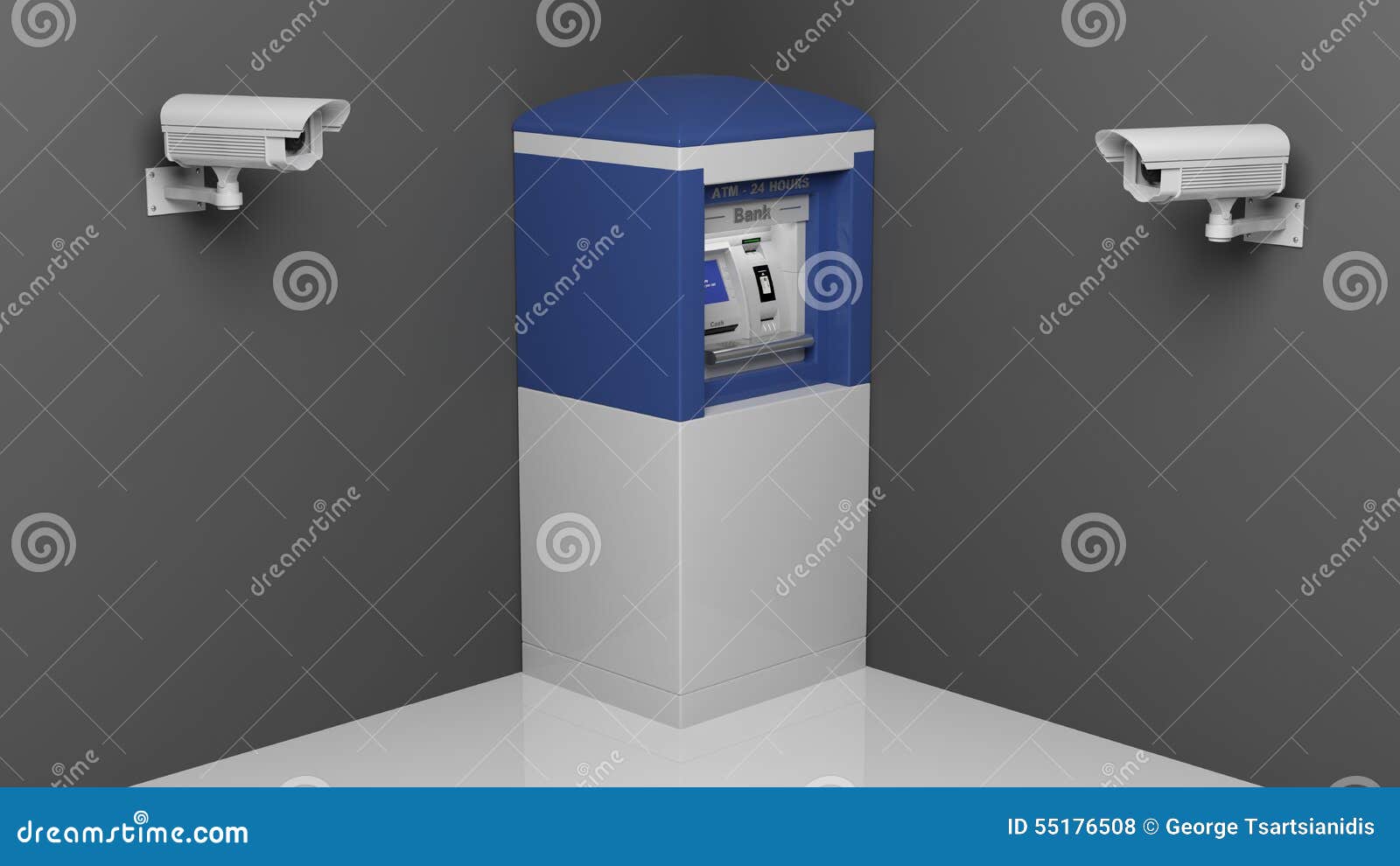 Security Surveillance Camera and ATM Stock Illustration - Illustration ...