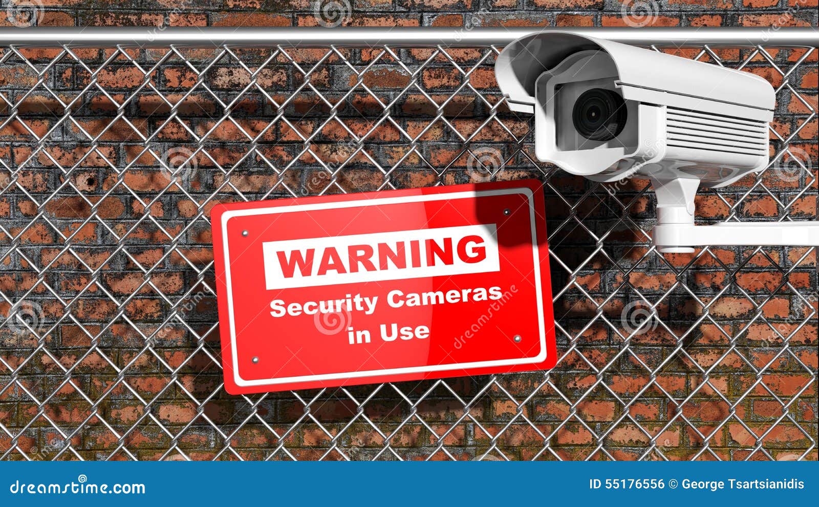 Security Surveillance Camera On Chain-link Fence Royalty-Free Stock ...