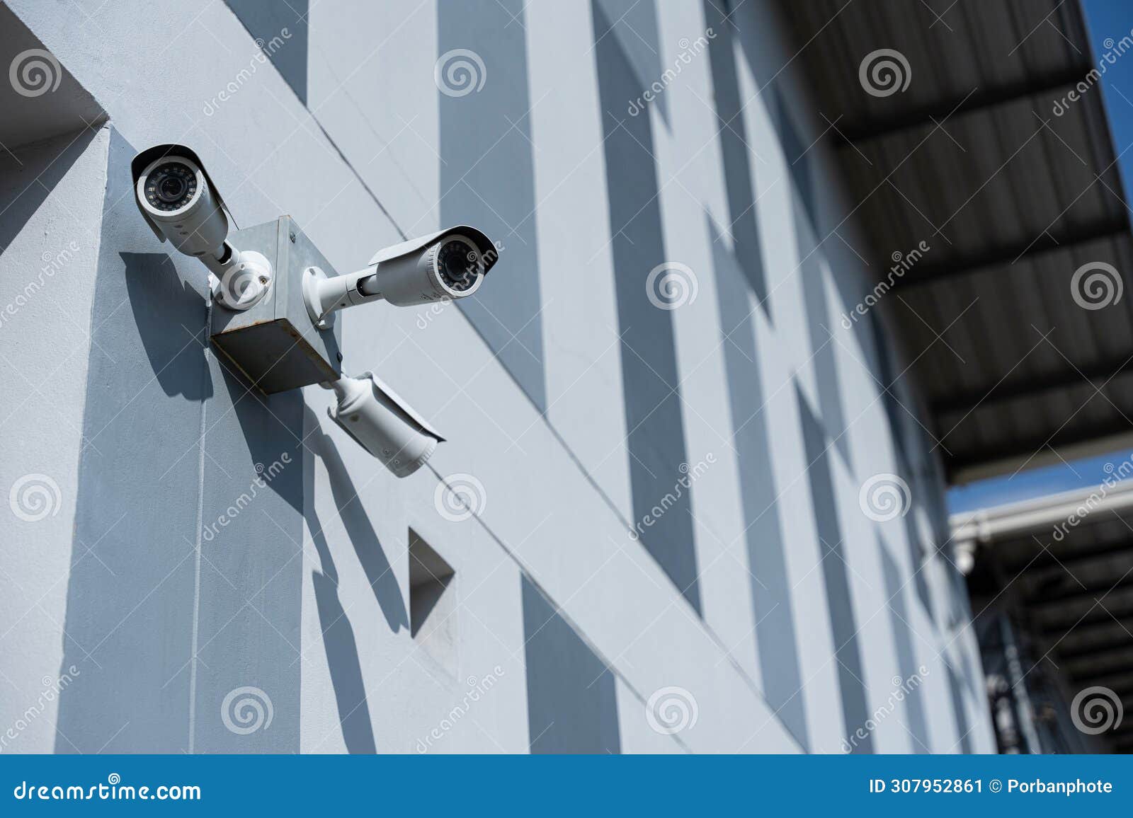 Security Surveillance Camera in Front of Office Building. CCTV, Closed ...