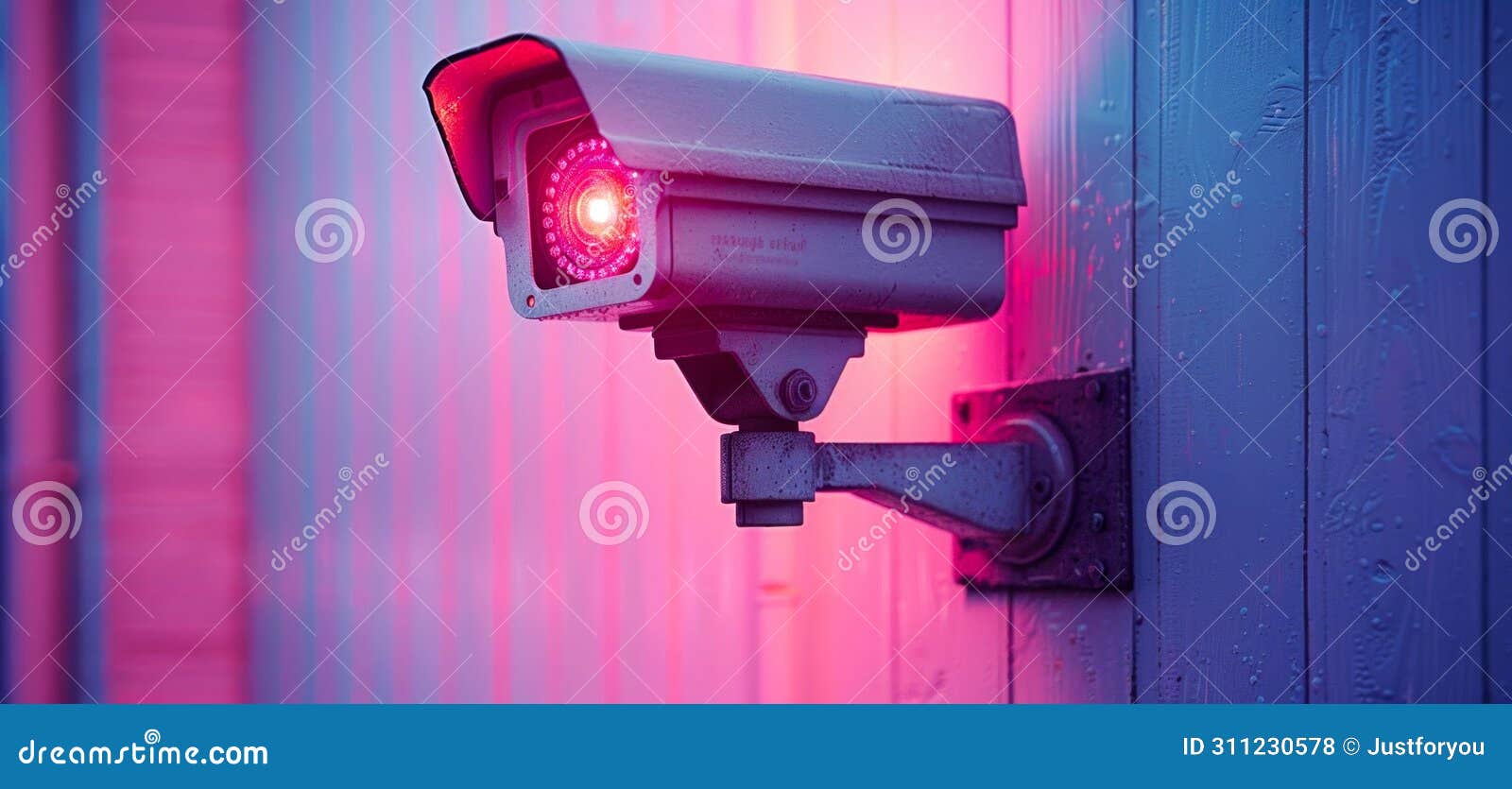 Security Surveillance Camera with Red Light in Urban Setting ...