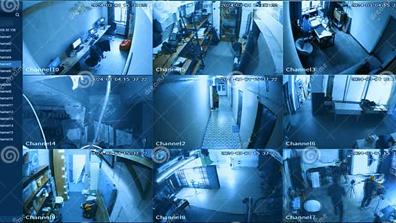 Security Surveillance Multi-Camera Setup in Office and Warehouse Stock ...