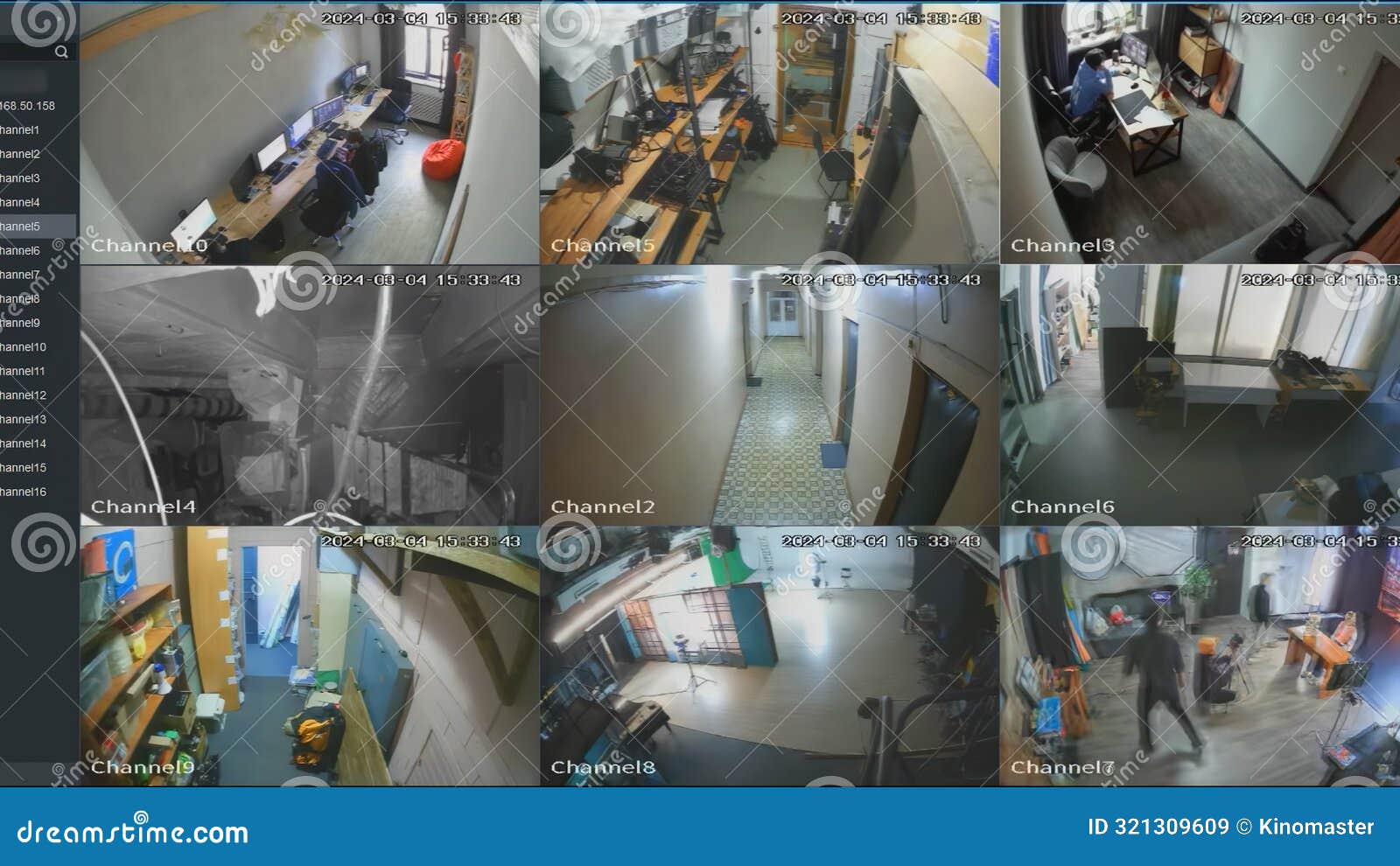 Security Surveillance Multi-Camera Setup in Office and Warehouse Stock ...