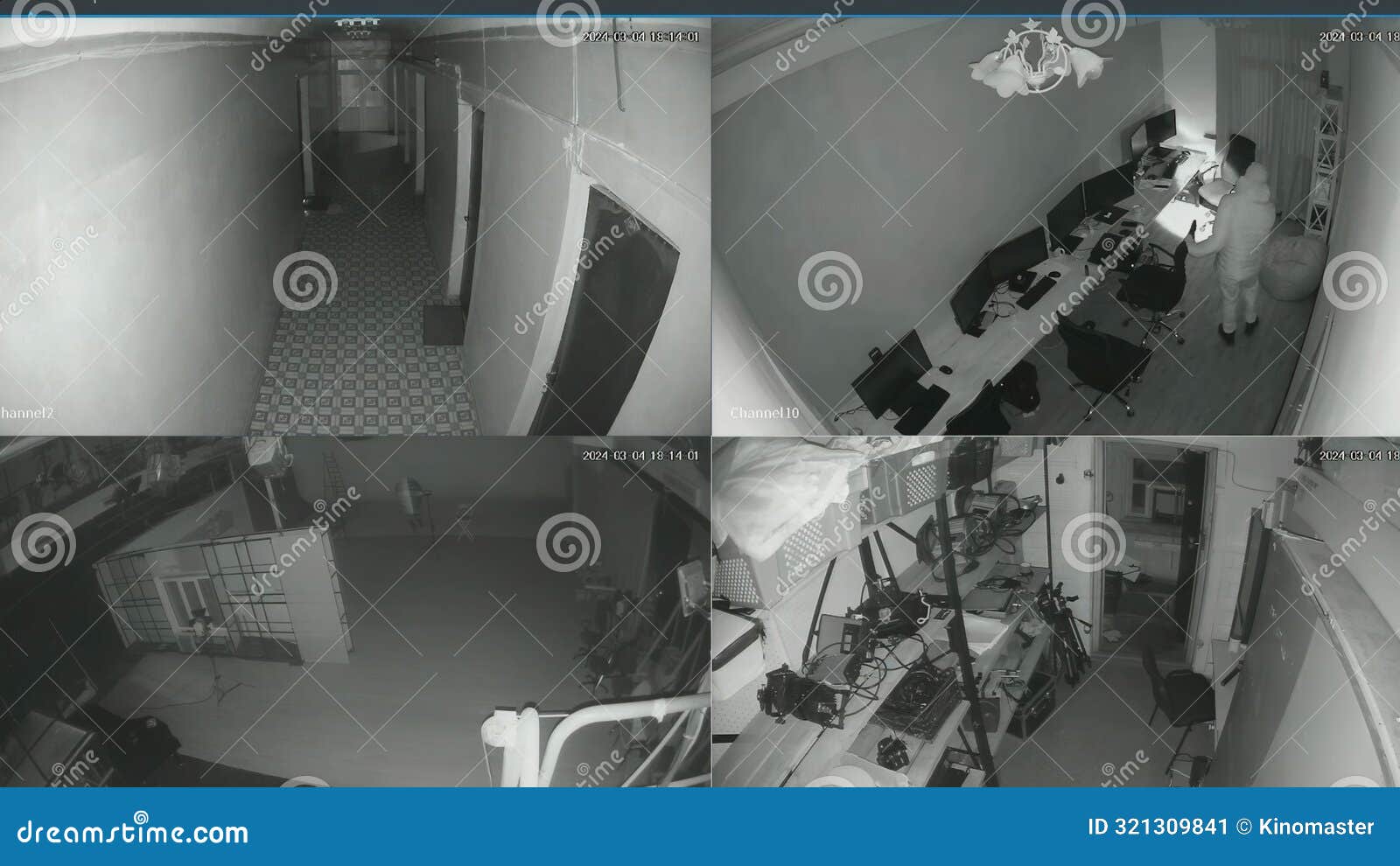 Security Surveillance Multi-Camera Setup in Office and Warehouse Stock ...