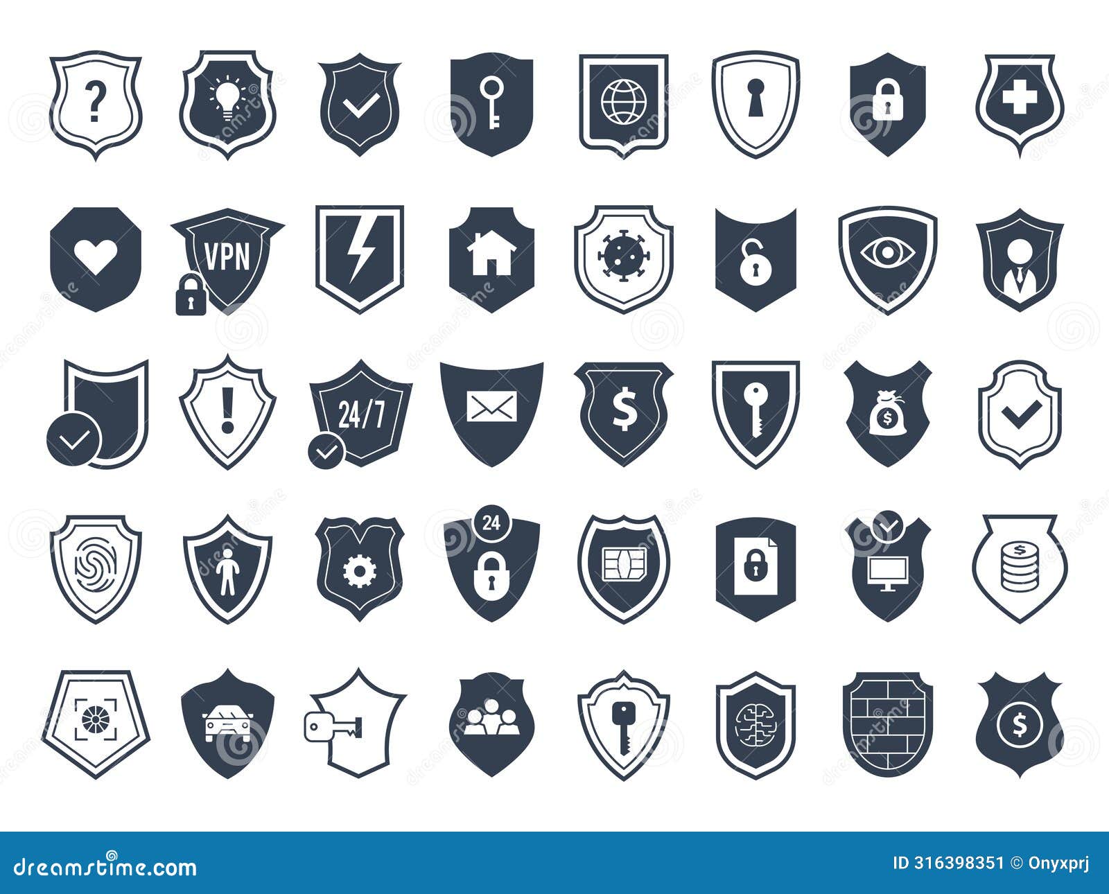 Security Symbols. Keys with Shield Icons for Protection Systems Recent ...