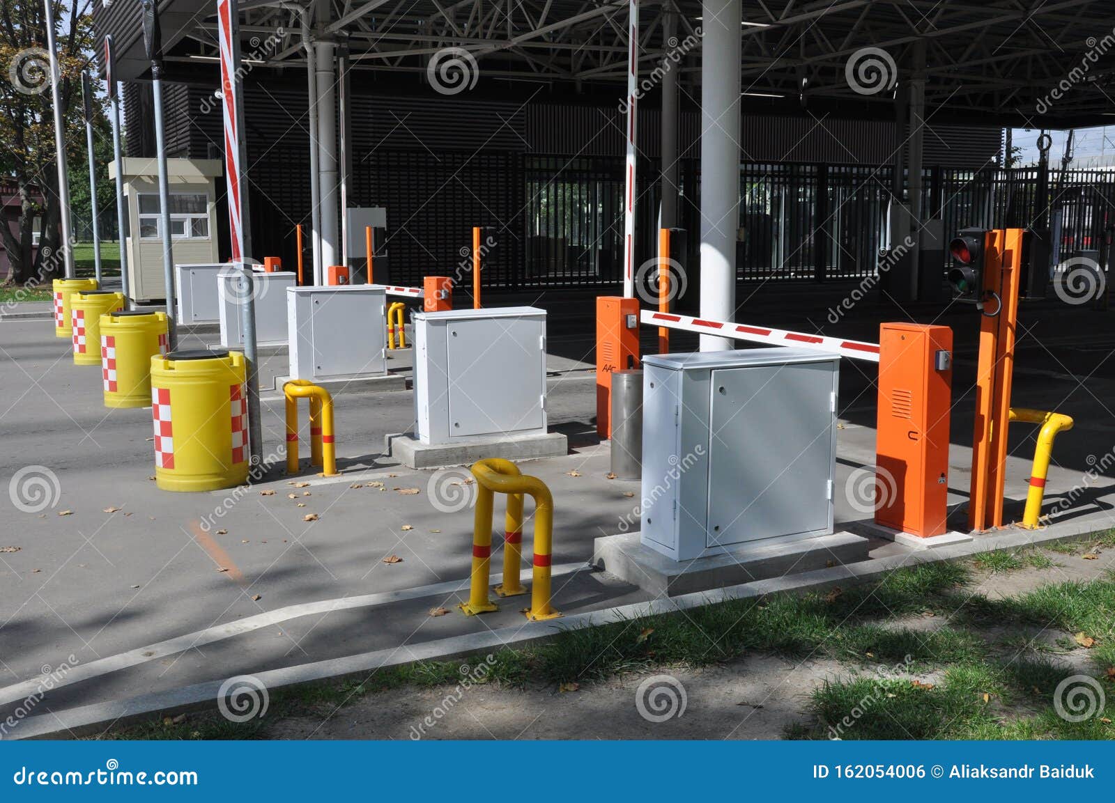 Security System for Building Access - Barrier Gate Stop with Toll Booth ...
