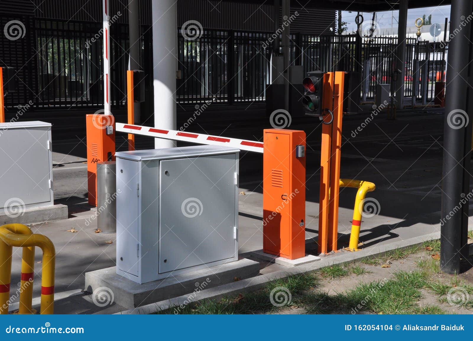 Security System for Building Access - Barrier Gate Stop with Toll Booth ...