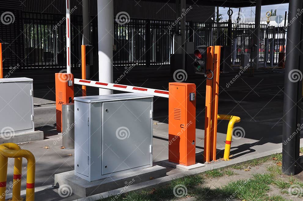 Security System for Building Access - Barrier Gate Stop with Toll Booth ...