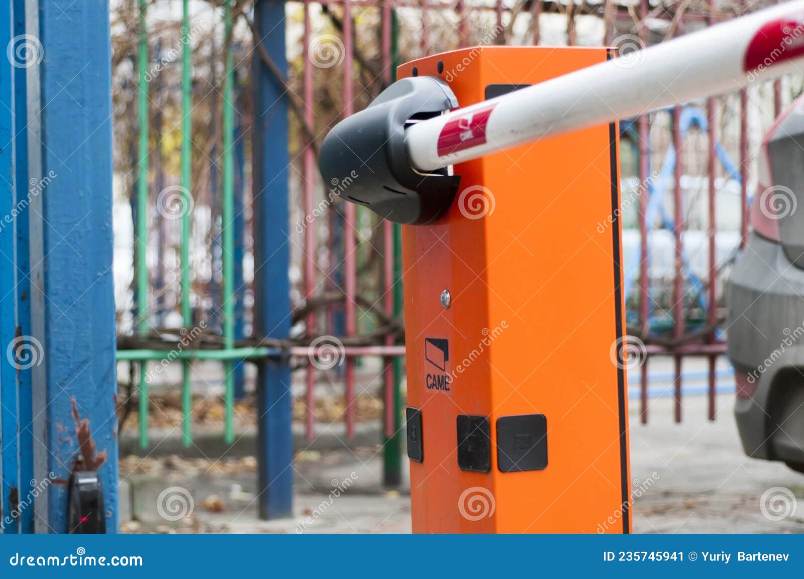 Security System for Building Access - Barrier Gate Stop with Toll Booth ...