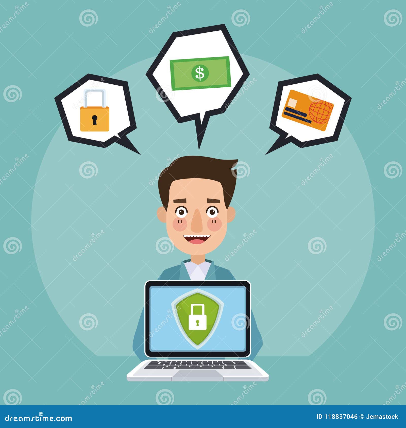 Security system cartoon stock vector. Illustration of antivirus - 118837046