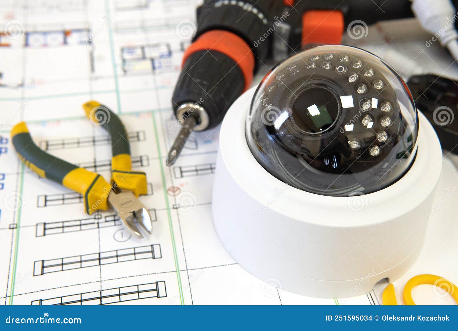 Security System with CCTV Cameras. Equipment for Video Surveillance ...