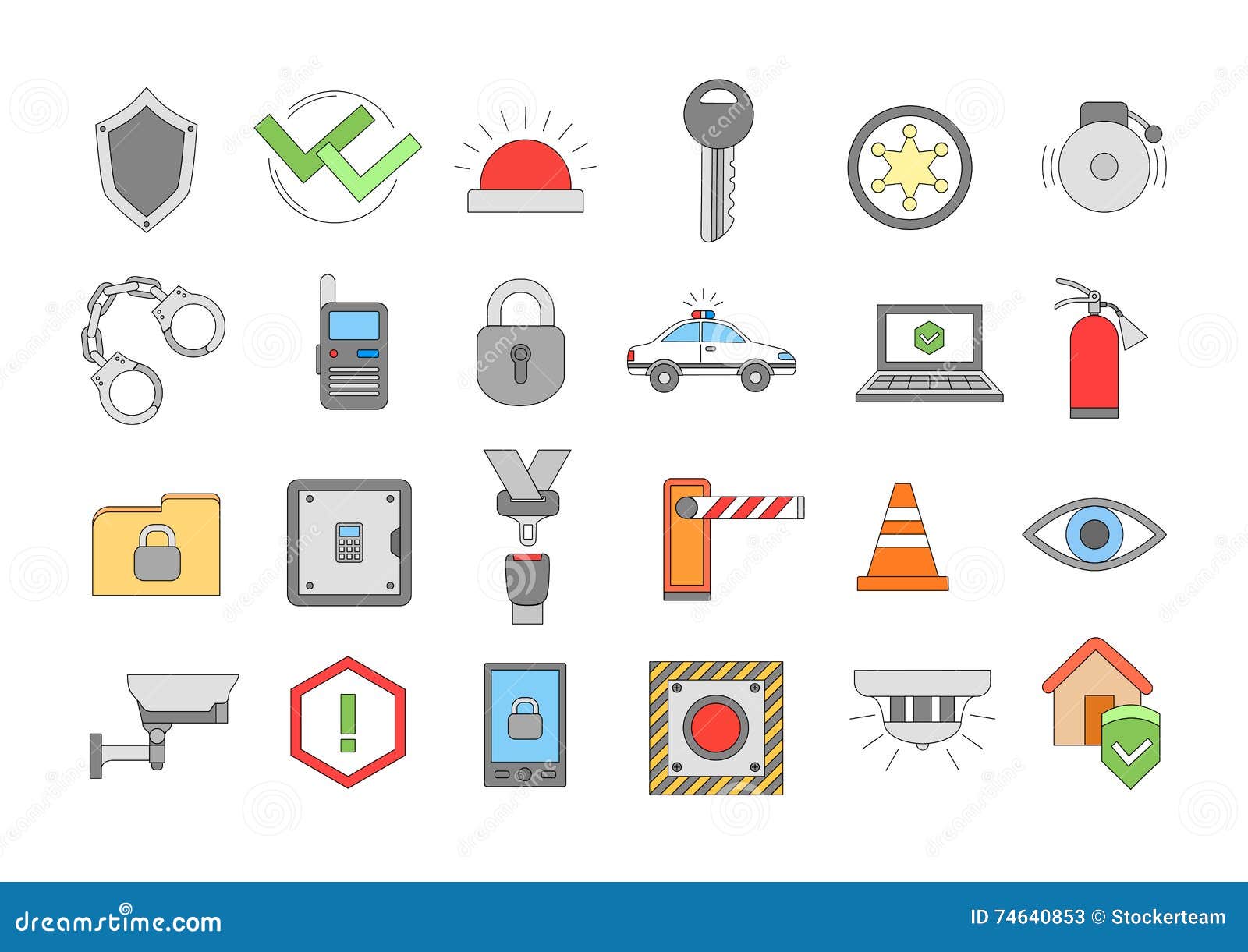 Security System Colorful Icons Set Stock Illustration - Illustration of ...