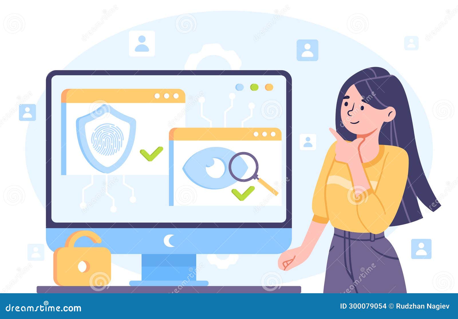 Security System at Computer Vector Concept Stock Illustration ...