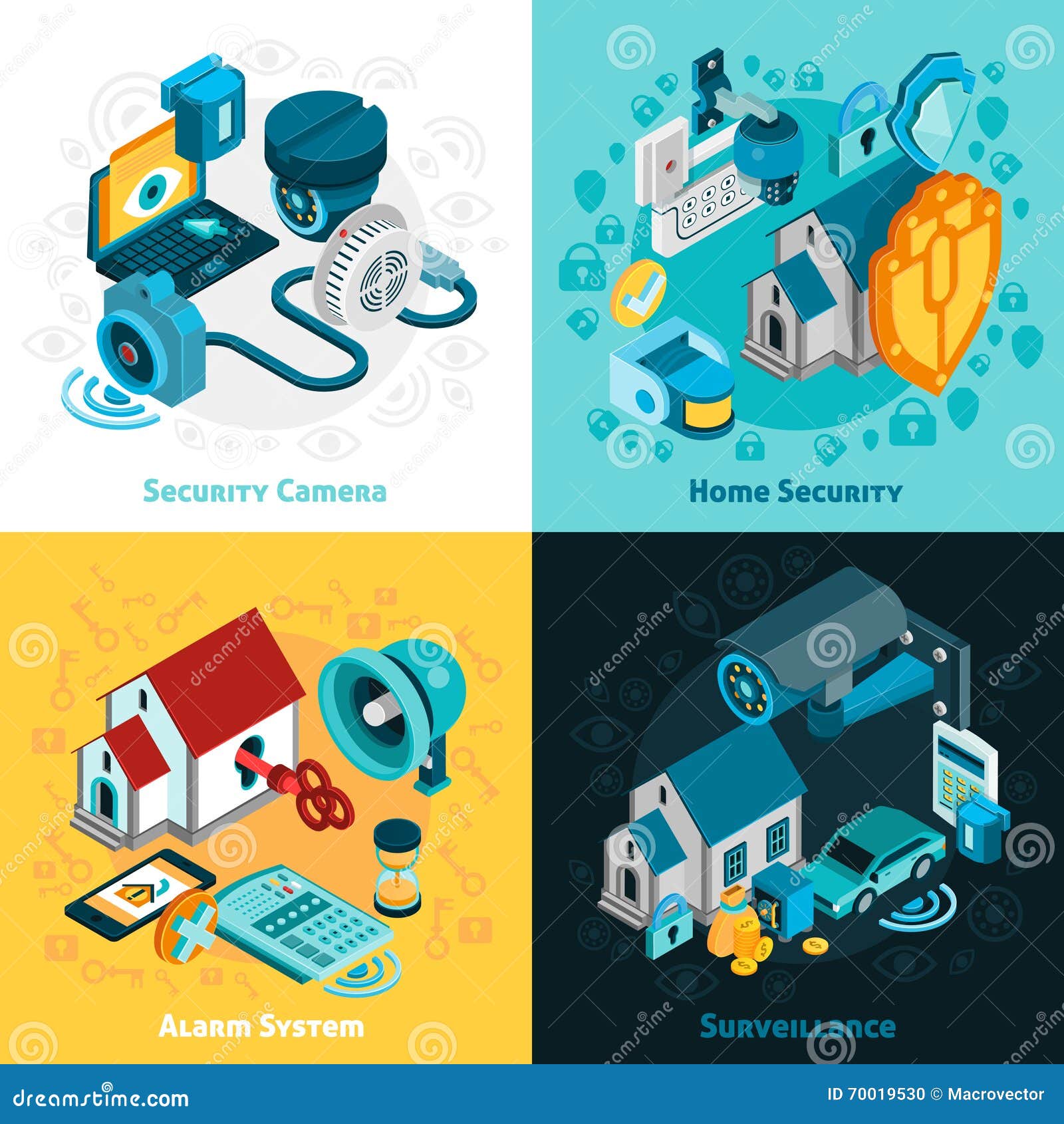 Security System Concept Icons Set Stock Vector - Illustration of icons ...