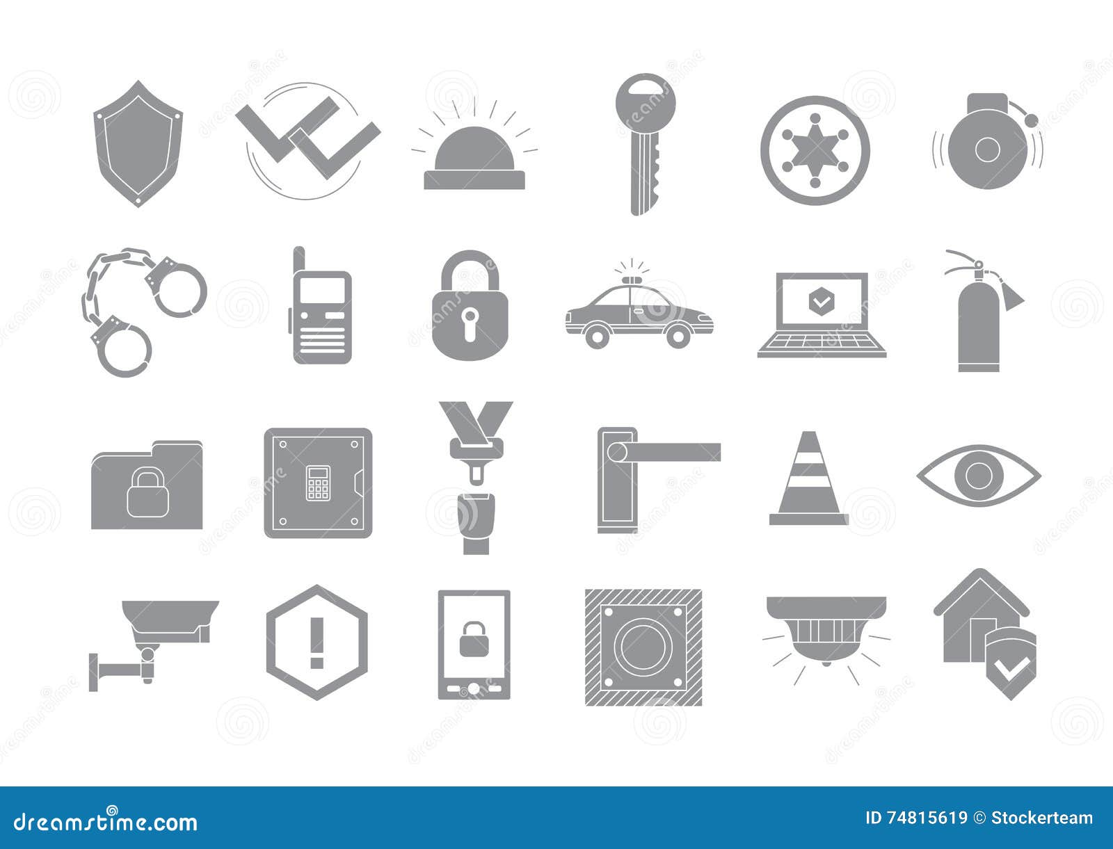 Security System Gray Icons Set Stock Illustration - Illustration of ...